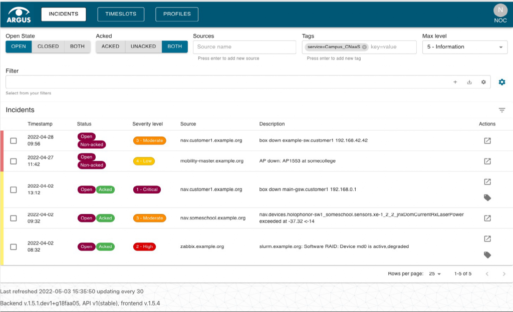 argus main screen - GÉANT Network